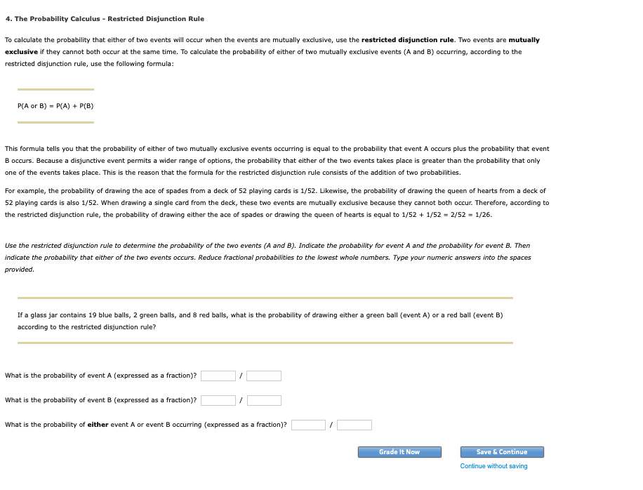 Solved 4. The Probability Calculus- Restricted Disjunction | Chegg.com