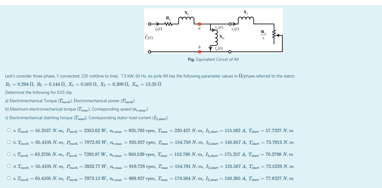 Solved R i0 10 R 0 X $ Fig. Equivalent Circuit of IM Lest's | Chegg.com