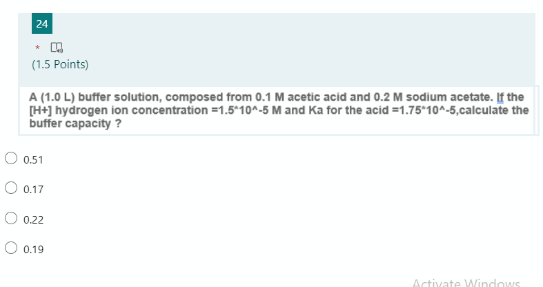 Solved 24 (1.5 Points) A (1.0 L) buffer solution, composed | Chegg.com