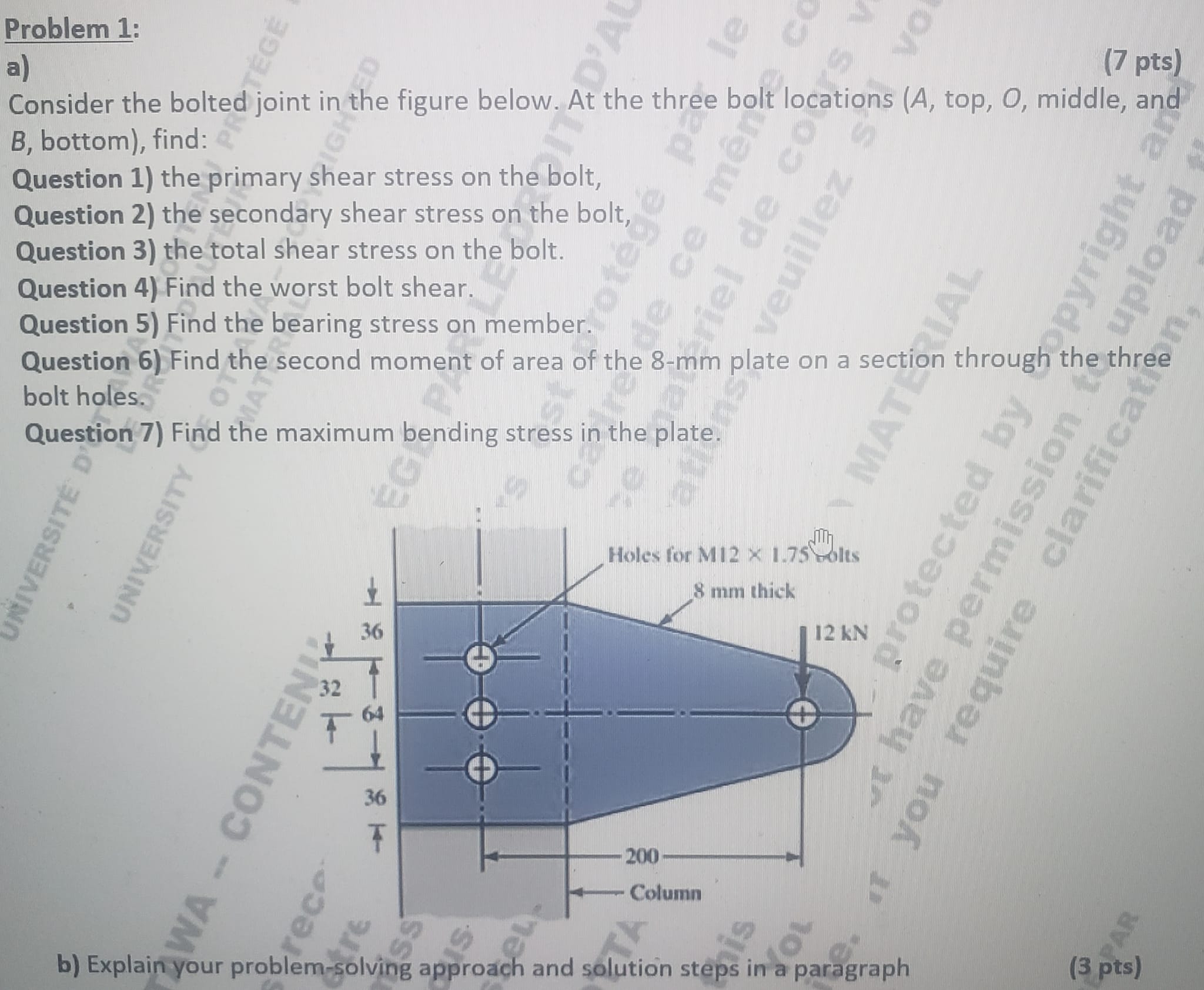 Solved a) (7 pts) Consider the bolted joint in the figure | Chegg.com