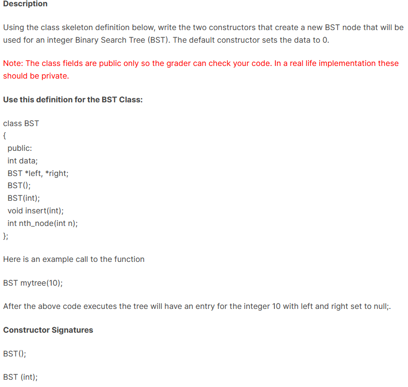 Solved Description Using the class skeleton definition | Chegg.com