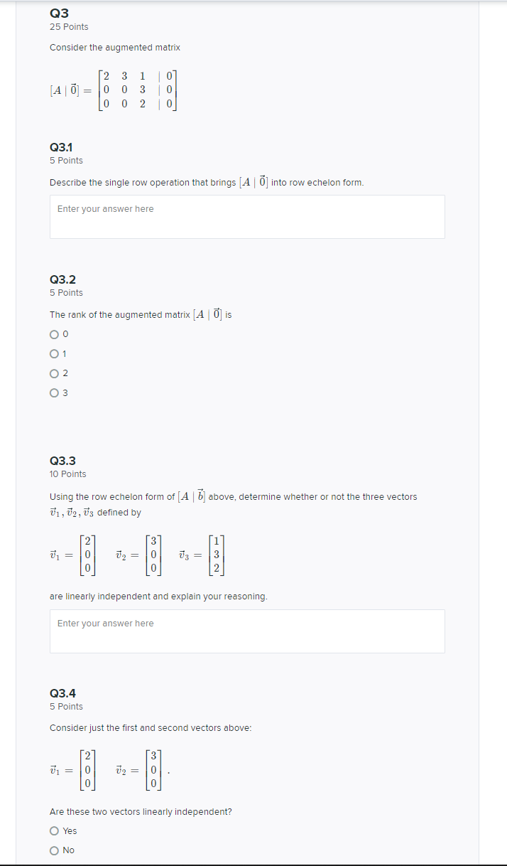 Solved Q3 25 Points Consider the augmented matrix 1 2 [að] = | Chegg.com