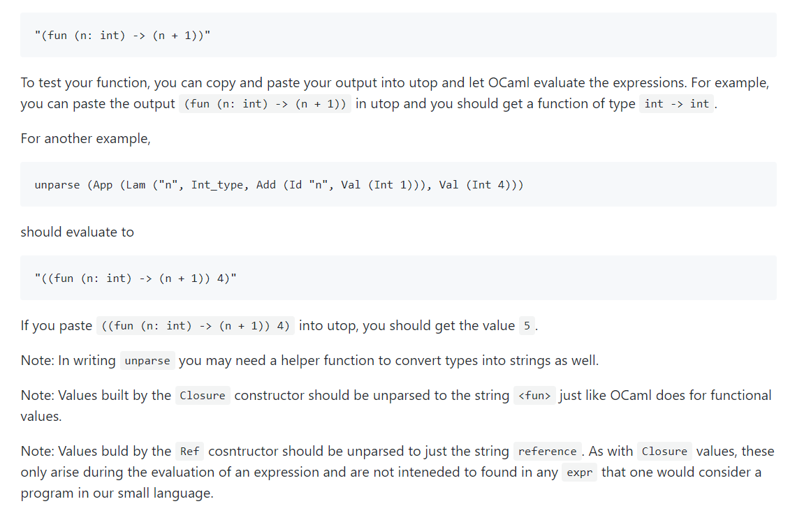 Part 1: Unparse expressions This problem asks you to | Chegg.com