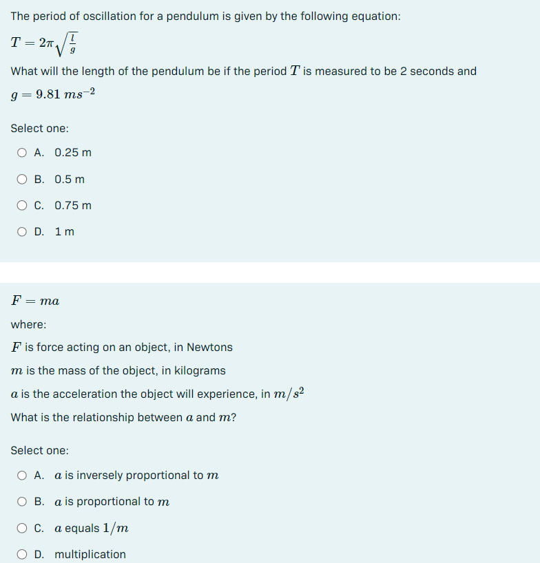 Solved The period of oscillation for a pendulum is given by | Chegg.com