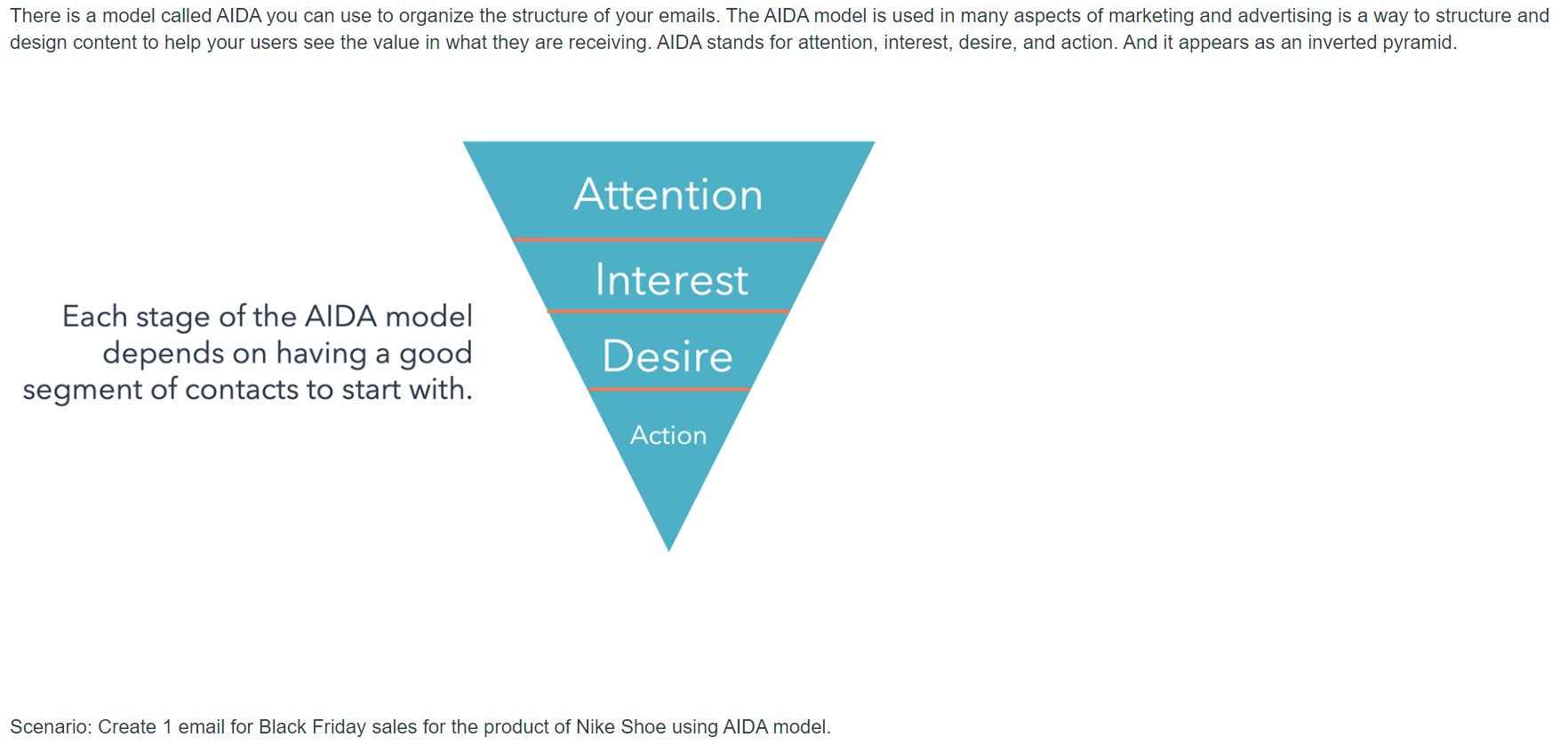 Solved There is a model called AIDA you can use to organize | Chegg.com