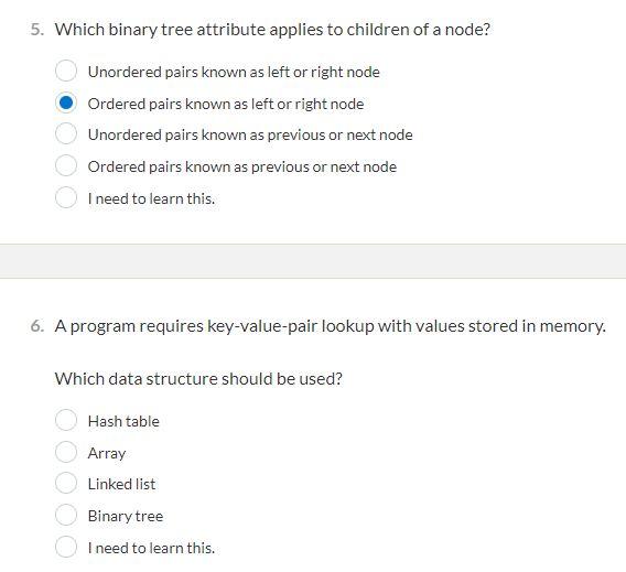 Solved 5. Which binary tree attribute applies to children of | Chegg.com