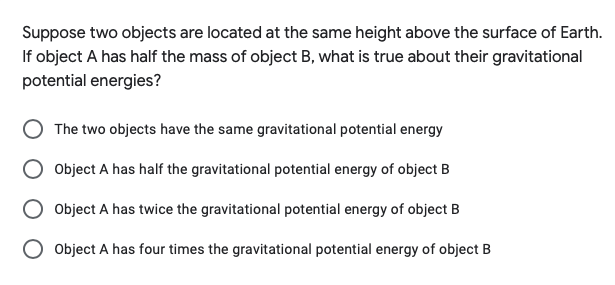 Solved Suppose Two Objects Are Located At The Same Height