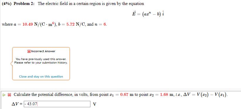 Solved 4 Problem 2 The Electric Field In A Certain