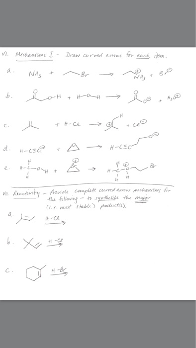 Solved Mechanisms I - Draw curved arrows for each item. | Chegg.com