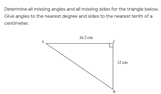 Solved Determine All Missing Angles And All Missing Sides Chegg