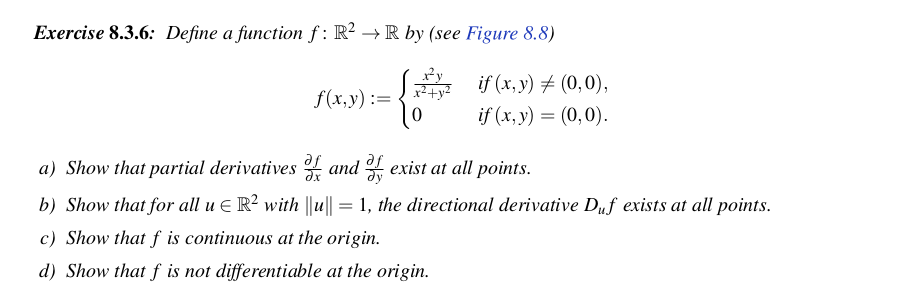 Solved Exercise 8.3.6: Define a function f: R2 + R by (see | Chegg.com