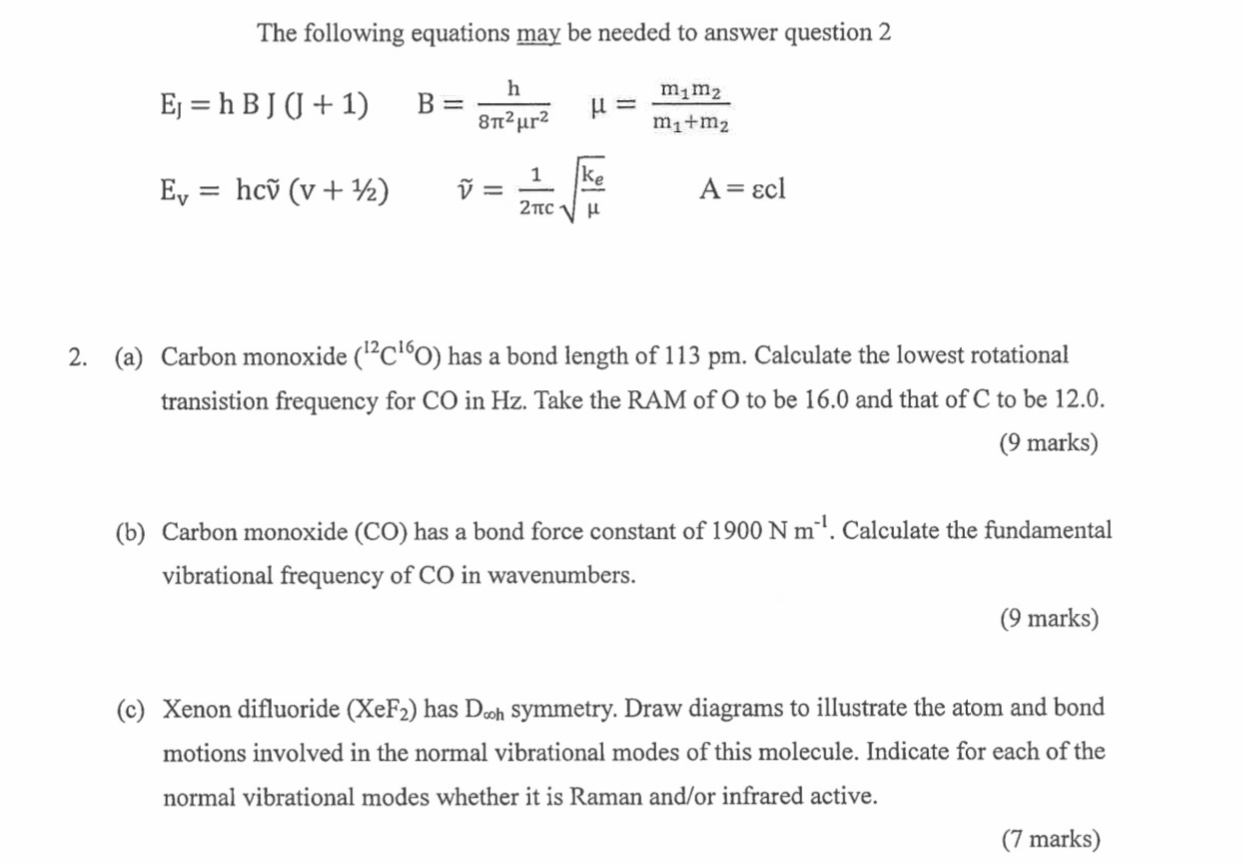 Solved The following equations may be needed to answer | Chegg.com