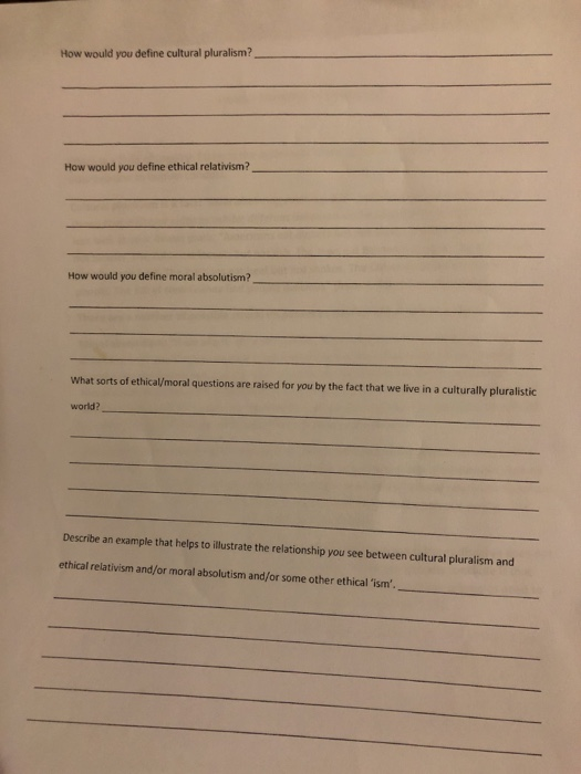 Solved How Would You Define Cultural Pluralism How Would Chegg