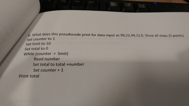 Solved B What Does This Pseudocode Print For Data Input As 9191