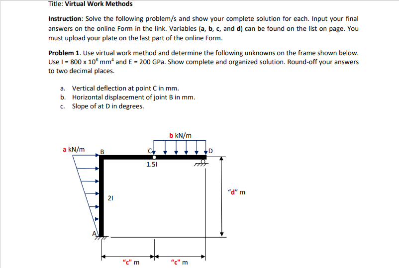 Solved Title: Virtual Work Methods Instruction: Solve the | Chegg.com