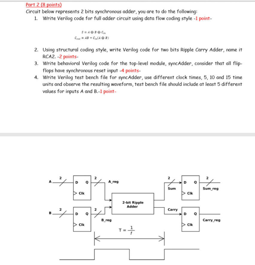 Solved Part 2 (8 points) Circuit below represents 2 bits | Chegg.com