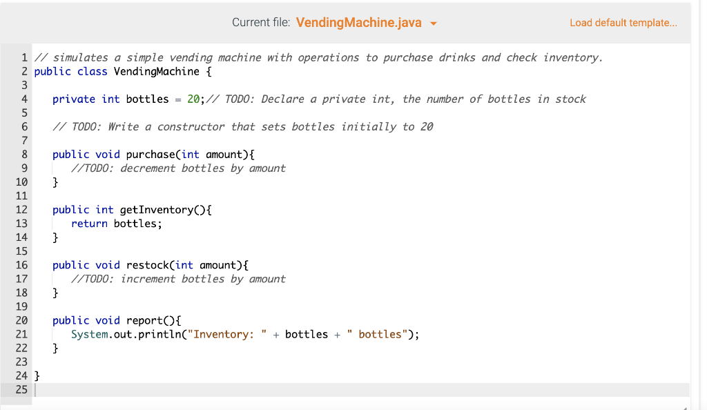 Solved In Java. I'm stuck in VendingMachine.java. How can | Chegg.com
