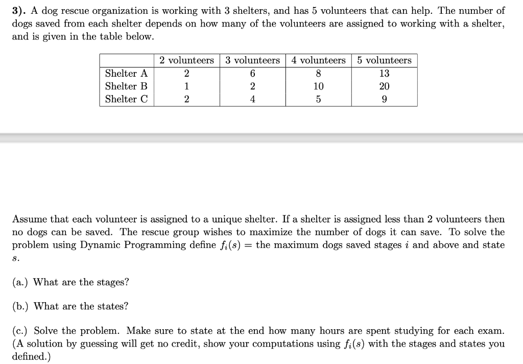 3). A dog rescue organization is working with 3 | Chegg.com