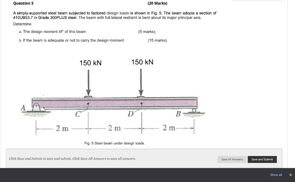 Solved A simply-supported steel beam subjected to factored | Chegg.com