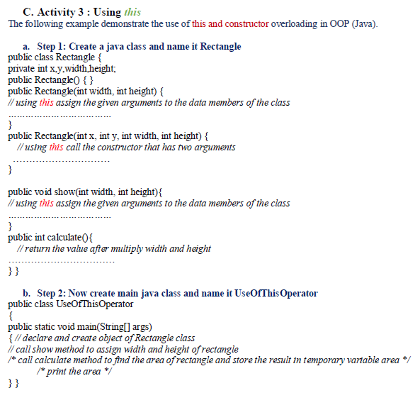 Solved C. Activity 3 : Using this The following example | Chegg.com