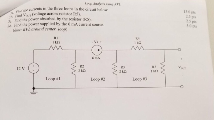 Solved Loop Analysis using KVL nts in the three loops in the | Chegg.com