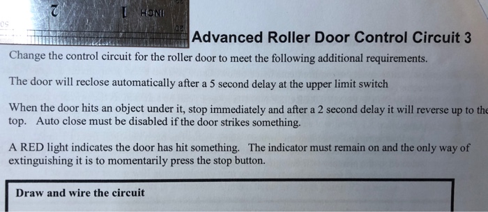 Solved Basic roller door control circuit | Chegg.com