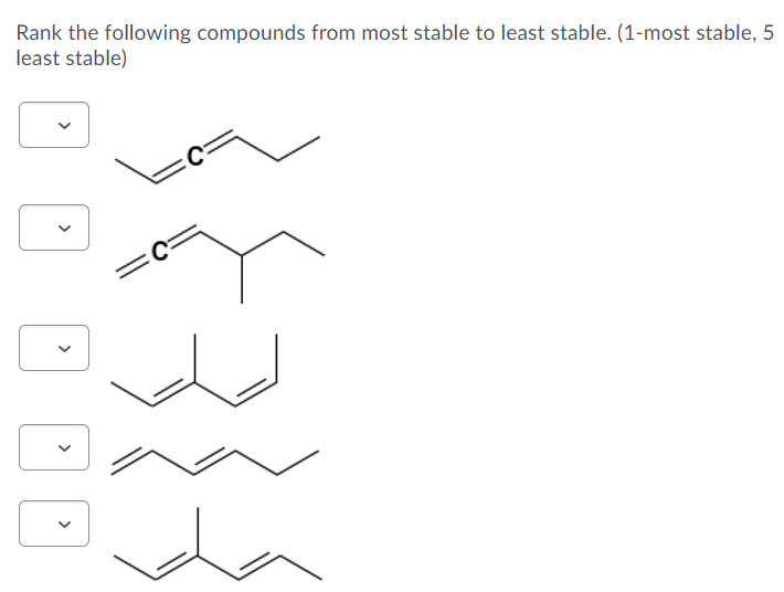 Solved Rank the following compounds from most stable to | Chegg.com