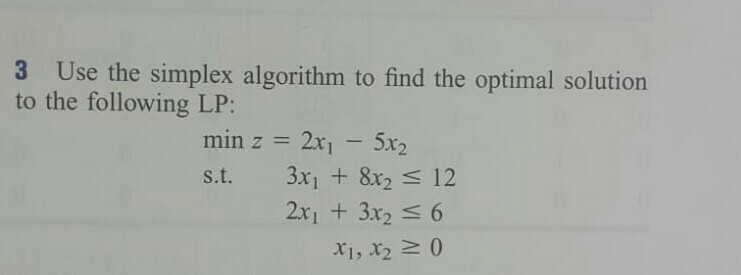 Solved 3 Use The Simplex Algorithm To Find The Optimal 