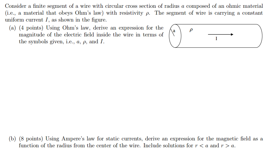 Solved Consider a finite segment of a wire with circular | Chegg.com