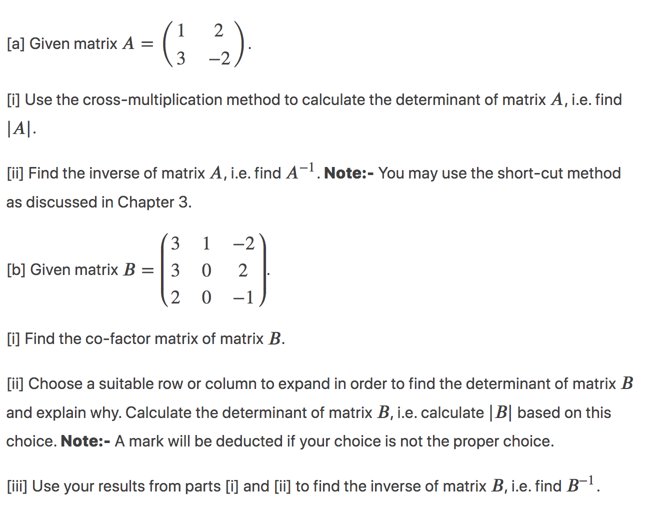 Solved [a] Given matrix A=(132−2) [i] Use the | Chegg.com