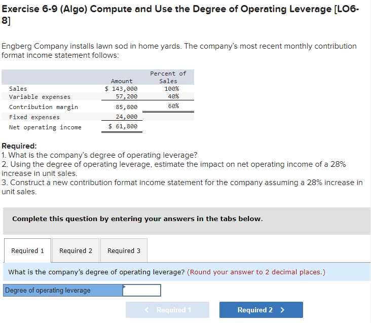 Solved Exercise 6-9 (Algo) Compute and Use the Degree of | Chegg.com