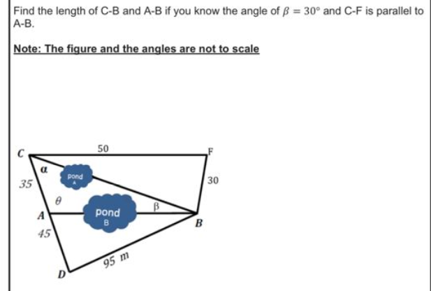 Solved Find the length of C-B and A-B if you know the angle | Chegg.com