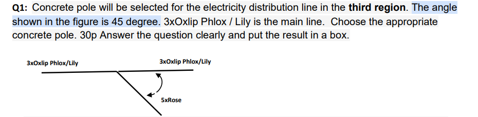 Solved Q1: Concrete pole will be selected for the | Chegg.com