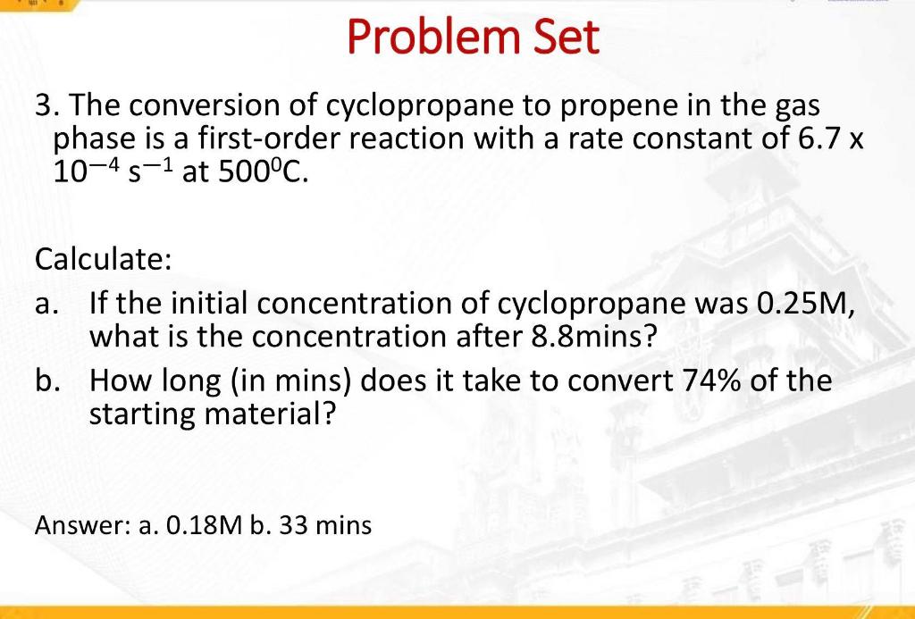 Solved 3. The conversion of cyclopropane to propene in the | Chegg.com