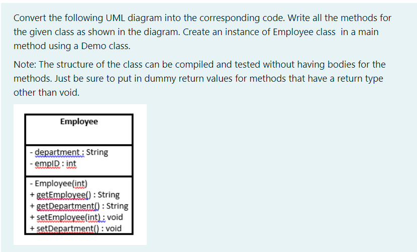 Solved Convert the following UML diagram into the | Chegg.com