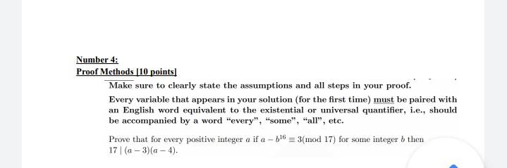 Solved Number 4: Proof Methods (10 points Make sure to | Chegg.com