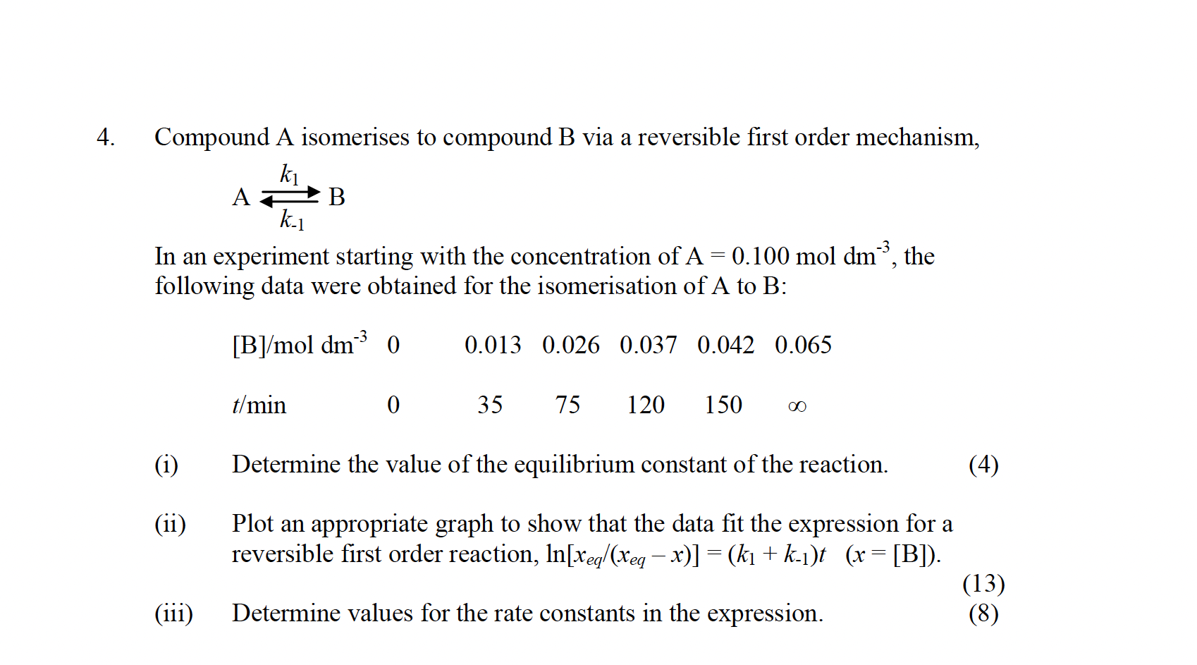 Solved Compound A isomerises to compound B via a reversible | Chegg.com
