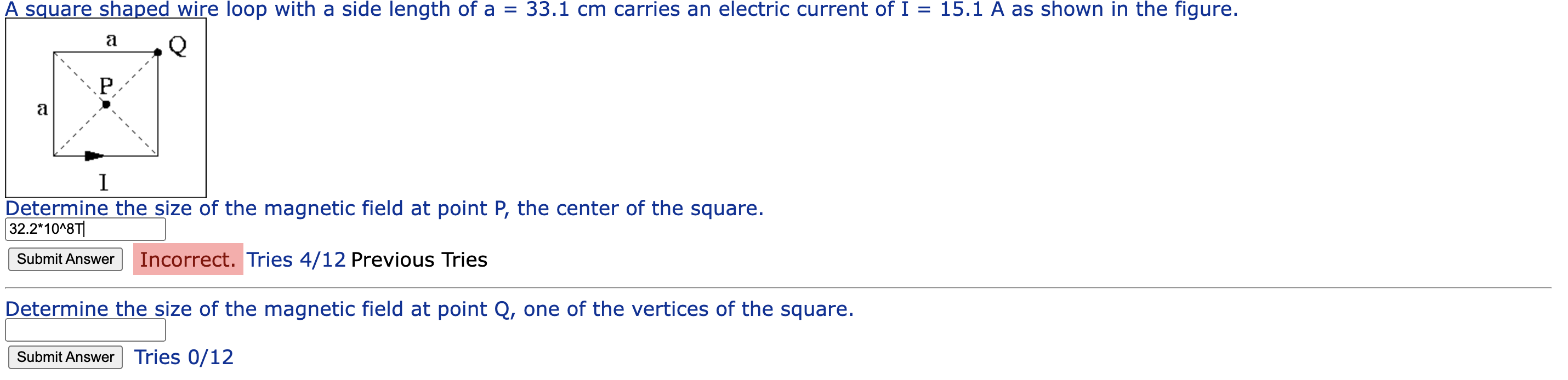 Solved A square shaped wire loop with a side length of | Chegg.com