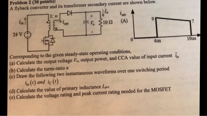 Solved Problem 2 (30 points): A flyback converter and its | Chegg.com
