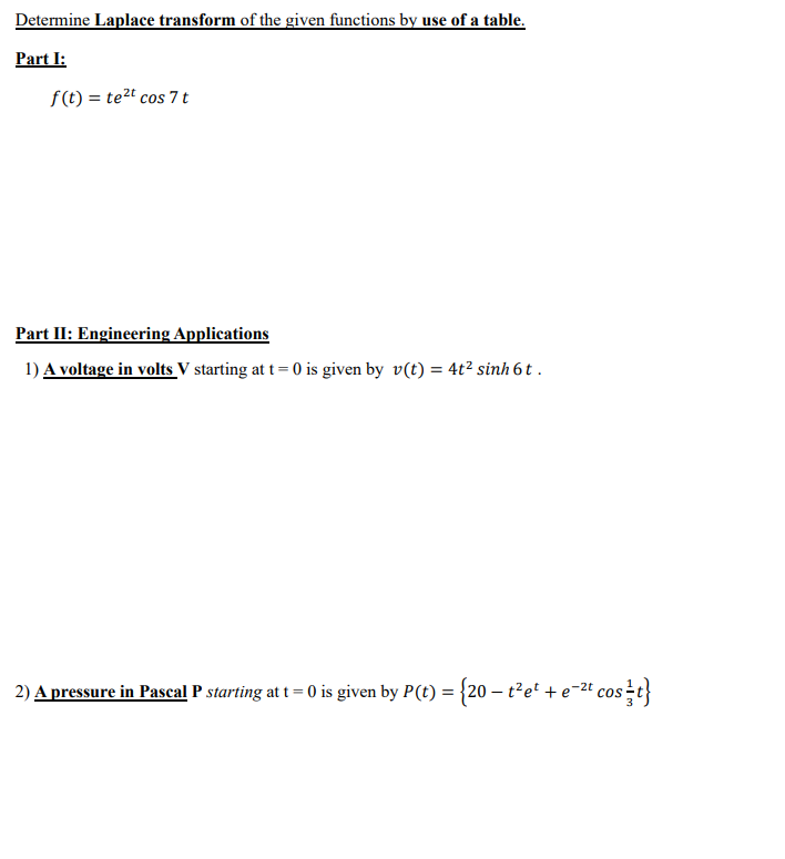 Solved Determine Laplace transform of the given functions by | Chegg.com