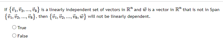 Solved If {v1,v2,…,vk} is a linearly independent set of | Chegg.com