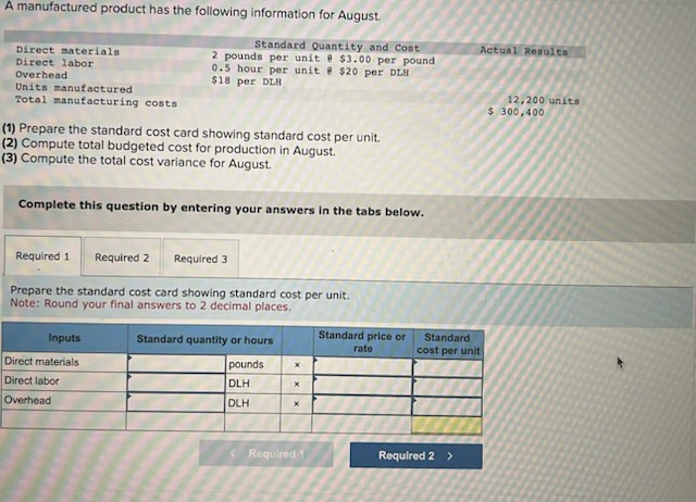 Solved A manufactured product has the following information | Chegg.com