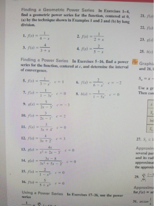 Solved Finding a Geometric Power Series In Exercises 1-4, | Chegg.com