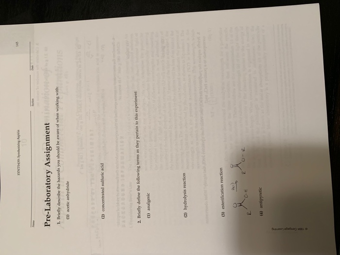 Solved 145 Pre-Laboratory Assignment 1. Briefly describe the | Chegg.com