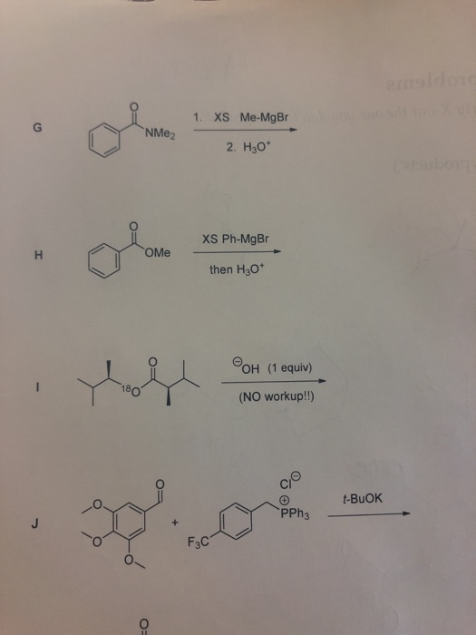 Solved 1. XS Me-MgBr NMe2 2. H3O* XS Ph-MgBr OMe then H30* | Chegg.com