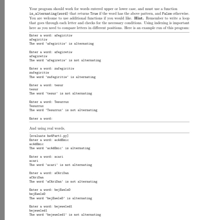 Solved Part 1: Words with alternating vowels and consonants | Chegg.com