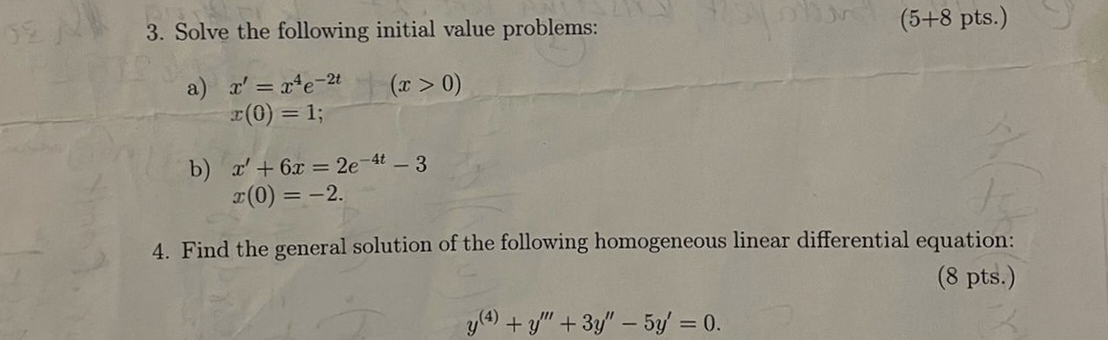 Solved Solve the following initial value | Chegg.com