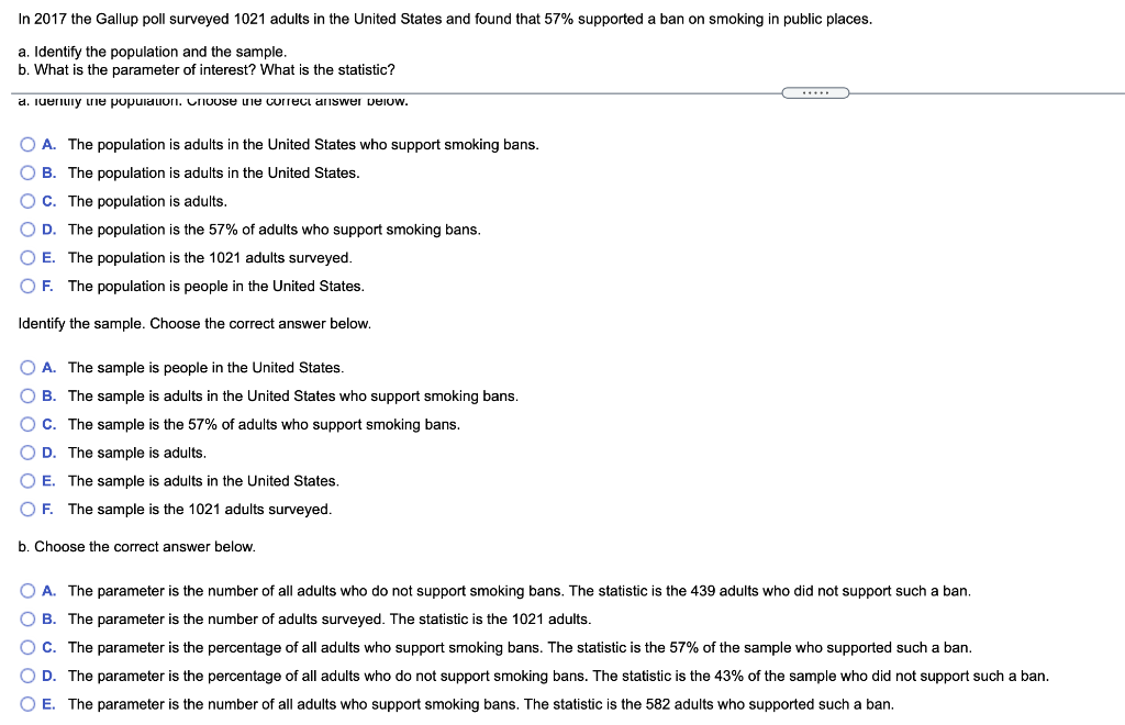 Solved In 2017 the Gallup poll surveyed 1021 adults in the | Chegg.com