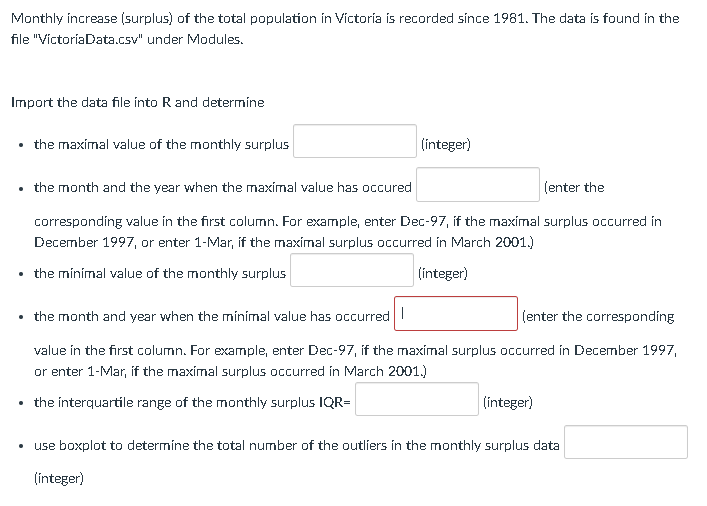 Solved Monthly increase (surplus) of the total population in | Chegg.com