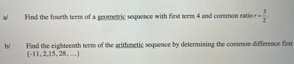 Solved al 3 Find the fourth term of a geometric sequence | Chegg.com